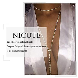 Nicute Rhinestone Necklace Jewelry Silver Crystal Wide Choker Necklace Sparkly Collar Necklaces Prom for Women