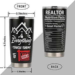 FROOBLEQUIRK Realtor Tumbler 20 Oz with Keychain – Real Estate Agent Gifts, Closing Gifts for Realtors, Must-Have Accessory