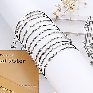 Jewenova Keep Going Morse Code Bracelet for Women Men Beads on Silk Cord Friendship Bracelet Best friend Bracelet Inspirational Gift for Her