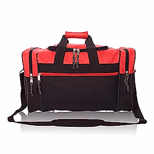 Dalix Blank Duffle Bag Duffel Bag in Black and Red Gym Bag