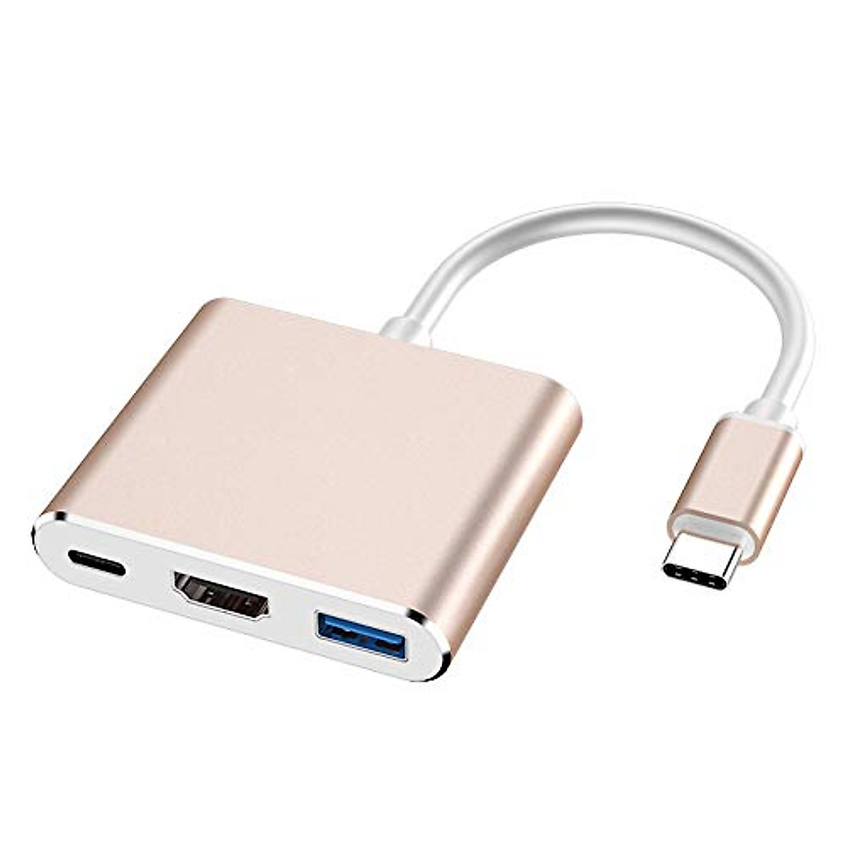 XUNMAIFHB Portable Docking Station,Type-c Turn hdmi Three-in-one Converter typec Multi-Function Docking Station USB Interface, PD Fast Charge, HD HDMI Fast Transmission, Gold