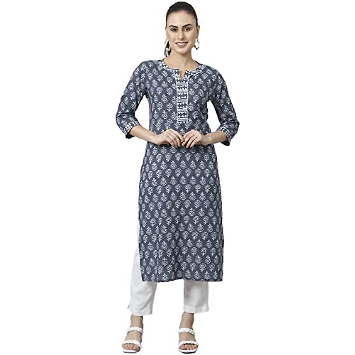 ROYALINK Indian Women's Tunic Tops Cotton Kurta for girls (as1, alpha, x_l, regular, regular) Grey