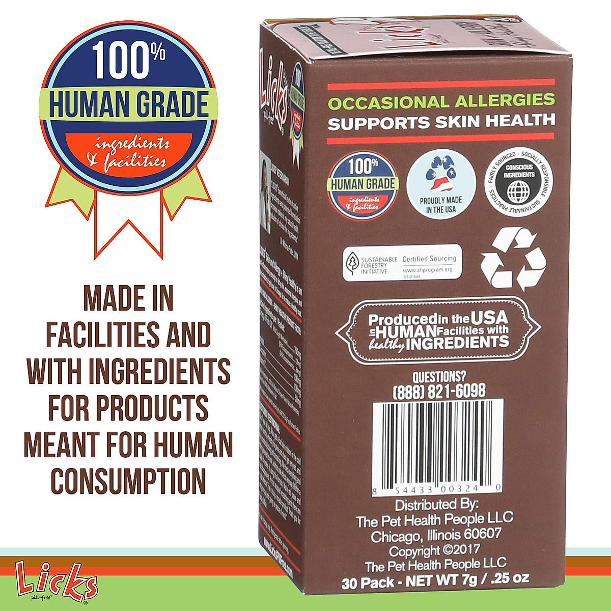 Licks Pill-Free Dog Skin and Allergy - Omega 3 Dog Allergy Relief - Dog Vitamins & Supplements for Itch Relief - Turmeric Supplement for Dog Skin - Gel Packets - 30 Use