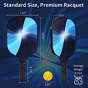 Pickleball Paddles Set of 2- Premium Rackets Fiber Face & Polymer Honeycomb Core Pickleball Set Includes 2 Pickleball Paddles + 4 Pickleball Balls + 1 Bag (ShuangMian)