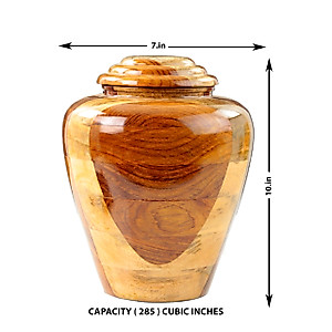 Handmade Mix Wood Urn | Cremation Ash Human Ashes Handcrefted Turn Wood Beautiful Urn | Male & Female Ashes Large Natural Wood & Natural Colour Adult Pet