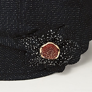 ColorSun Winter Classic Retro Visor Newsboy Cabbie Cap Beret Hats with Flower Buckle for Woman Ladies Black