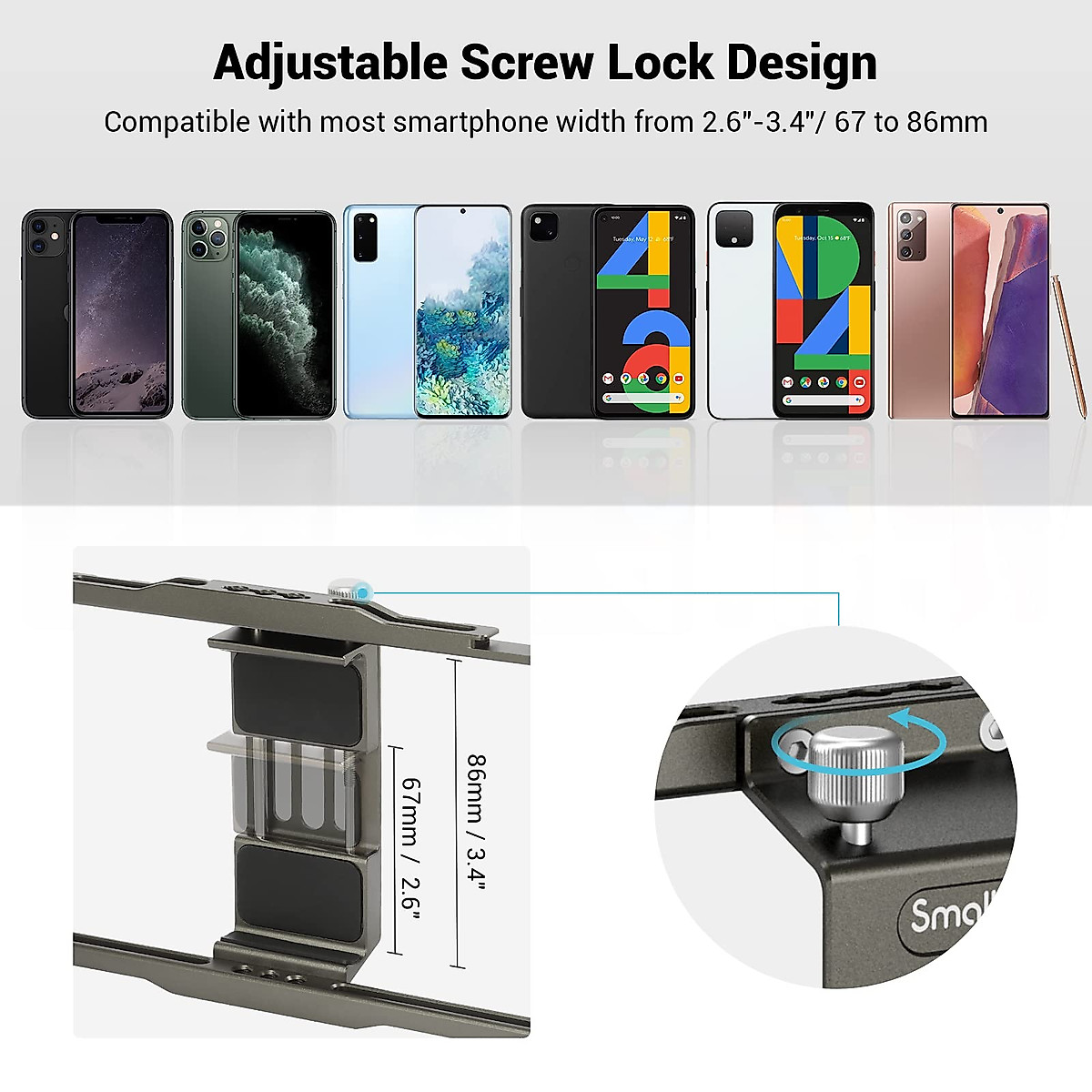 SmallRig Universal Phone Video Rig Kit for iPhone 16 15 14 13 12 Pro Max, Aluminum Handheld Phone Cage with Handles, Video Stabilizer Rig for Vlog Videography Live Streaming