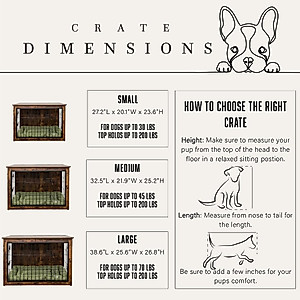 Ablissa Wooden Dog Crate with Waterproof Cushion, Modern Dog Crate Furniture Table, Indoor Dog Kennel with Double-Doors, Strong & Sturdy Dog House, Dog Cage for Small, Medium & Large Dogs