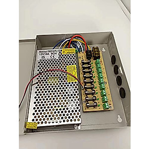 9CH Channel Port Distributed Power Supply Box Swithing Power Supply Output 12V 10 Amp for CCTV DVR Security System and Cameras
