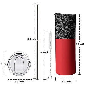 thmasamwr Cute Mouse Skinny Tumbler With Straw and Lid, Stainless Steel 20oz Insulated Coffee Travel Mug, Cartoon Mouse Gifts Cups for Women and Girls