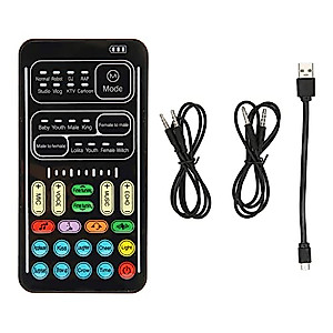 Handheld Voice Changer, Portable Multifunctional Voice Disguiser, Mini Sound Card with 8 Sound Effects Sound Changes, 450mAh Battery, Compatible with Mobile Phone, Computer, Tablet(I9 English Edition)