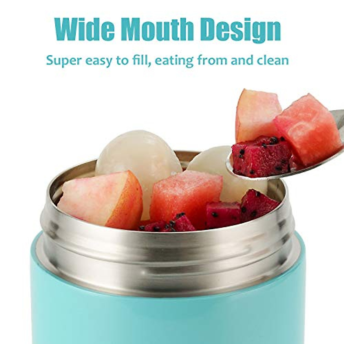 Adorever 17oz/ 25oz Thermos for Hot Food with Spoon, Leakproof Lunch Thermos for Kids Adults, Soup Thermos Vacuum Insulated Food Jars, Blue