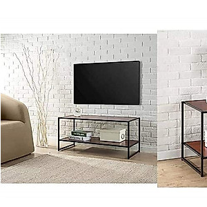 Zinus Modern Studio Collection TV Media Stand/Table/Good Design Award Winner with 20 Inch Square Side/End Table/Night Stand/Coffee Table/Good Design Award Winner, Brown