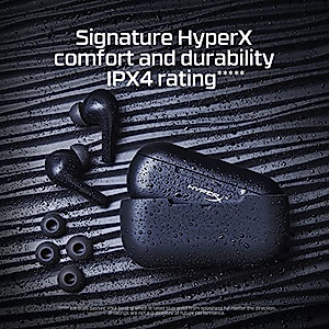 HyperX Cloud Mix Buds - True Wireless Earbuds, Low Latency 2.4GHz Gaming Mode, Bluetooth Compatible, Long-Lasting Battery, 12mm Drivers, 3 Silicone Ear Tip Sizes, DTS Headphone:X