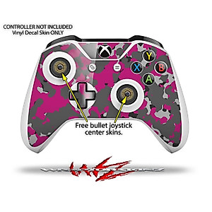 WraptorSkinz Decal Vinyl Skin Wrap Compatible with Xbox One S Console and Controllers - WraptorCamo Old School Camouflage Camo Fuschia Hot Pink