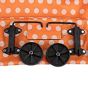 Shopping Bag, Oxford Cloth Reusable Shopping Bags with Wheel Rolling Dual-Purpose Foldable Grocery Bags for Shopping.(12-Orange)