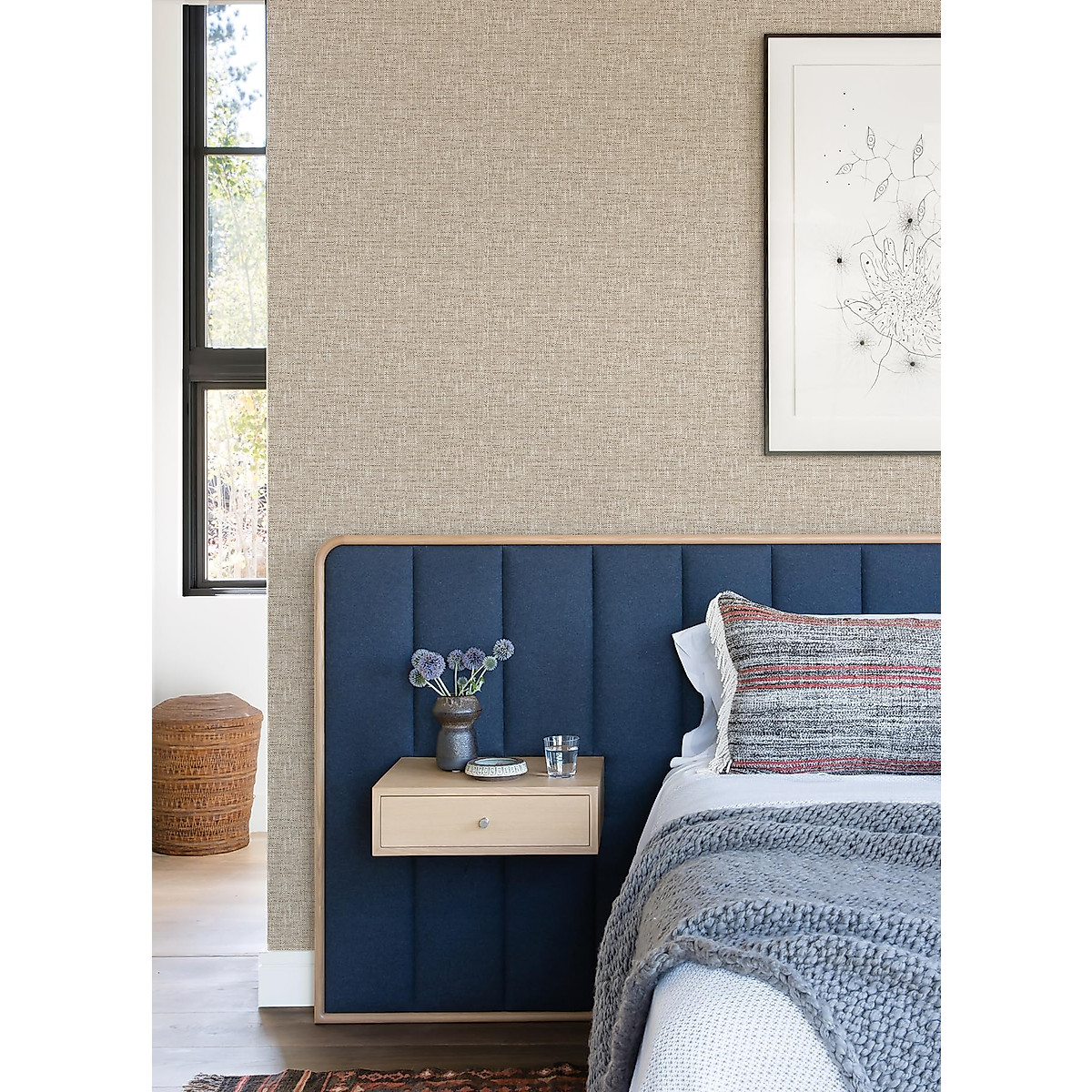 NuWallpaper Tan Poplin Peel and Stick Wallpaper, NUS5002