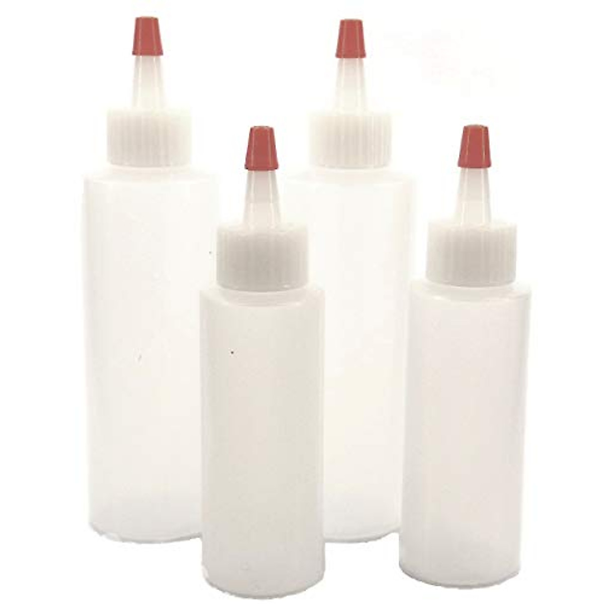 4 Pack Combo (2 Each: 4 Oz, 2 Oz) Mini Squeeze Bottles - Food Grade Translucent BPA-Free LDPE w Yorker Cap for Arts, Crafts, Glue, Icing, Sauce, Condiments, Cake Decorating 60mL 120mL