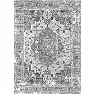 vivorug 8x10 Area Rugs, Stain Resistant Washable Rug for Living Room, Boho Vintage Inspired (Grey, 8'x10')