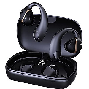 Loluka Open Ear Air Conduction Wireless Ear Clip Headphones Bluetooth Earbuds 10Hrs Playtime with LED Power Display True Wireless Earbuds Stereo HiFi Music IPX4 Waterproof