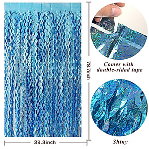 Tinsel Foil Fringe Curtains Wavy Backdrop for Parties Sparkle Metallic Wavy Foil Fringe Backdrop Curtain for Party Decorations Photo Booth Props for Birthday Graduation Wedding