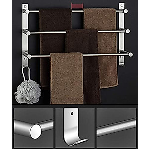 Towel Racks for Bathroom Towel Holder Wall-Mounted Towel Rack Towel Rail 304 Stainless Steel Bathroom Three-bar Towel Rod with Hook Kitchen Rack Towel Rack Bathroom Accessories (Color : 70cm)