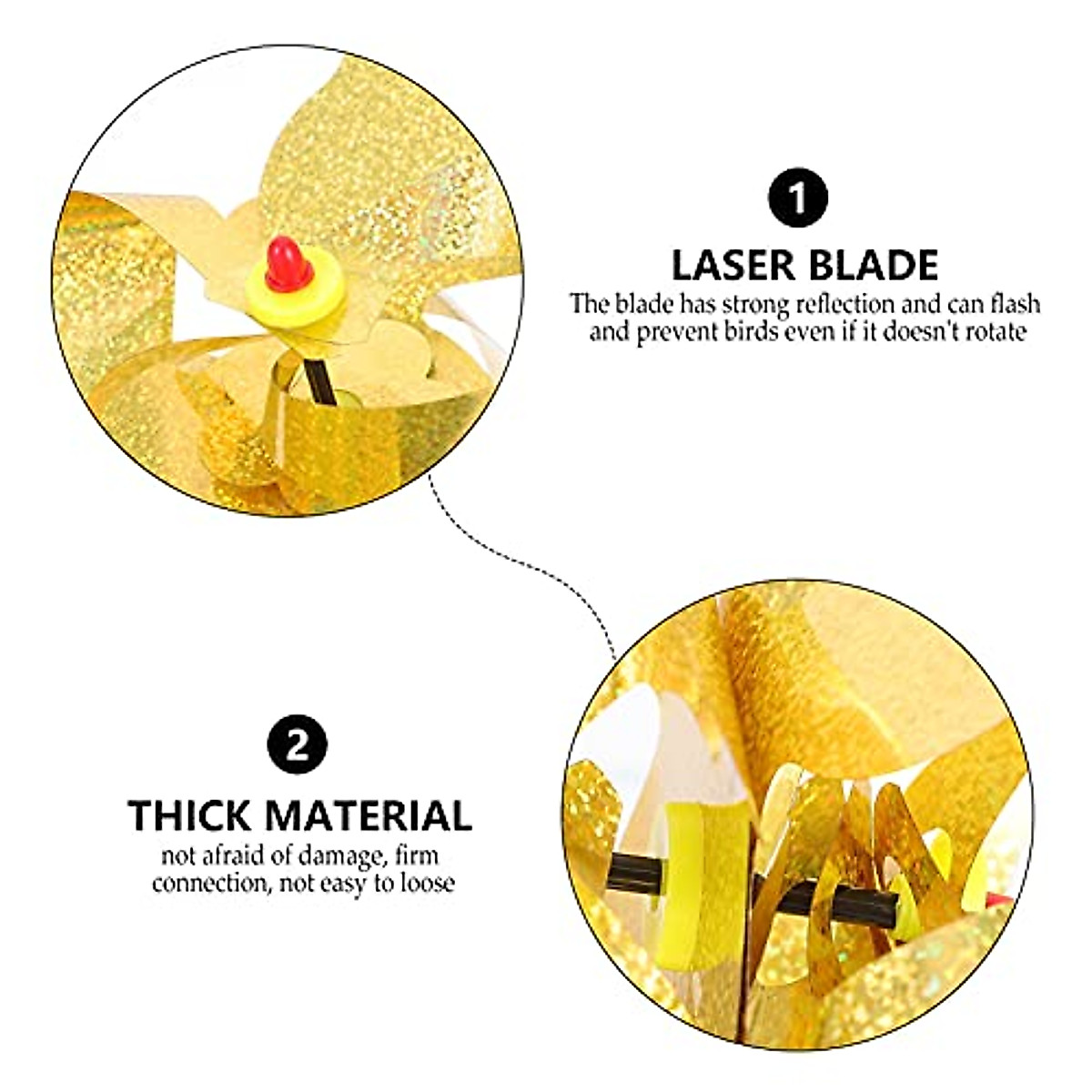 Happyyami 3Pcs Octagonal Bird Windmill Golden Windmill Creative Spinner Bird- Proof Windmill Orchard Balcony Garden Decoration