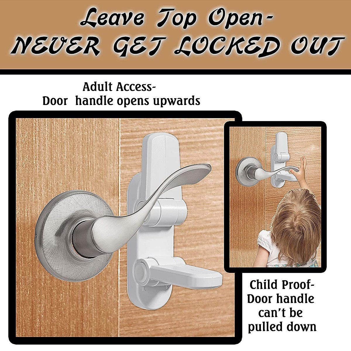Door Lever Baby Safety Lock - Baby Proofing - Prevent Little Kids from Opening Doors with A Child Proof Door Handle Lock - 3M Adhesive - Driddle