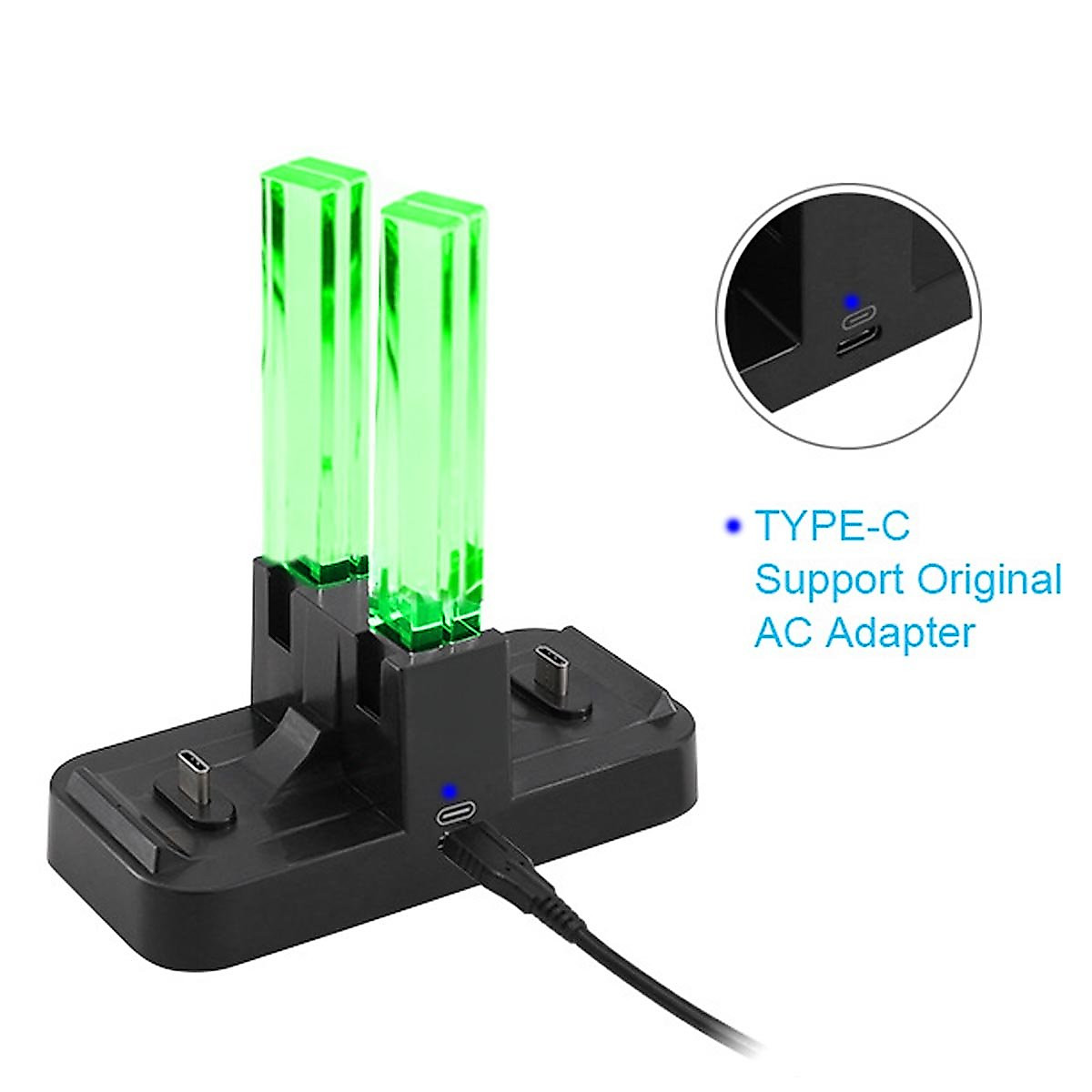 Whiteoak Pro Controller 6 in 1 Charger for Nintendo Switch Joy-Con Charging Dock Station Stand with LED Charging Indicator, [Upgrade Version] with Free Type C Cable