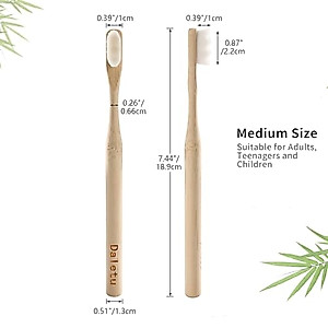 Daletu Bamboo Toothbrush, Biodegradable Toothbrushes Extra Soft Bristles, 20000 Soft Natural Bristle Toothbrush, Eco Friendly Toothbrushes for Sensitive Teeth Gum Recession - 4 Pack