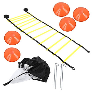 Training Set - Football Ladder Disc Cones Parachute Jump Rope - Athletic Performance with Complete and Training Kit-size1