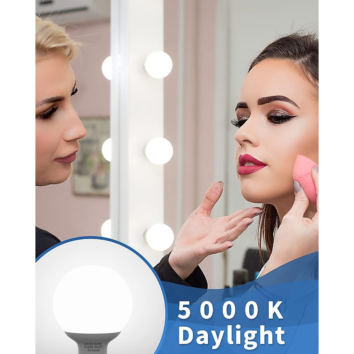 4 Pack Daylight LED Globe Light Bulbs for Bathroom, 120V 60 Watt Eqv., E26 Medium Base, Non-Dimmable Vanity Light Bulbs Round, 5000K Bright G25 LED Bulb Over Mirror