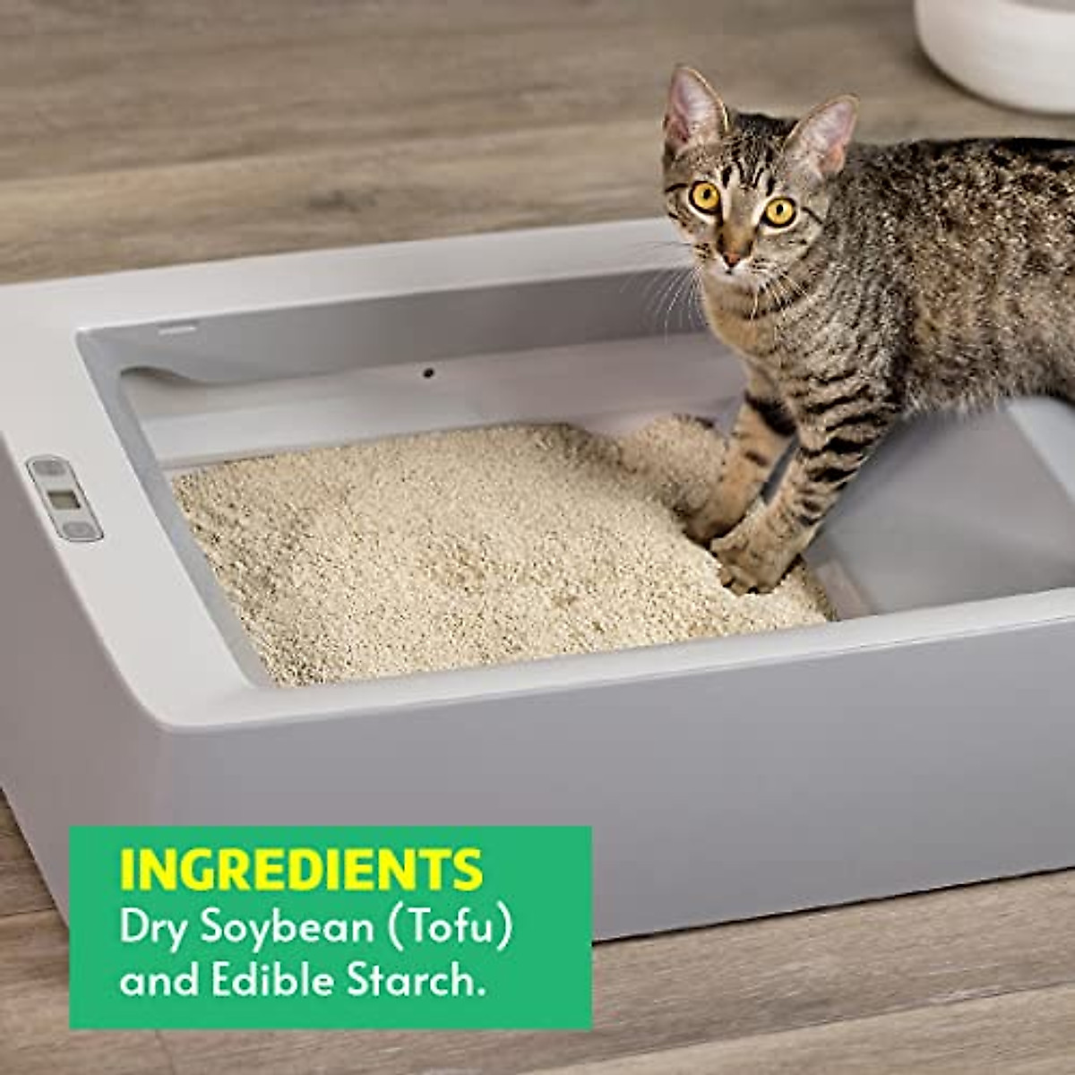 O.R.I./Graystone Natural Granular Tofu Cat Litter for Automatic Self-Cleaning Litter Box Robots | Dust Free Fast Clumping Multi-Cat Plant Based Flushable Lightweight | 1pk 4.5lb Refill Bag Unscented