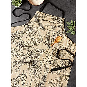 DII Garden Fresh Herbs Kitchen Collection, Chef's Apron, Natural Greenery