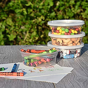 TRIPAK Plastic Microwaveable Food Containers with Lids 8 oz | BPA Free | Stackable | Leakproof | Microwave/Dishwasher/Freezer Safe