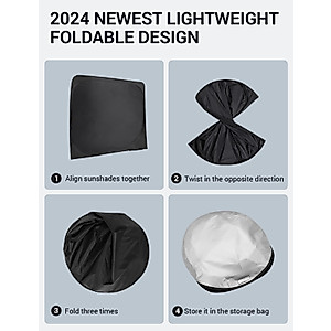 Proadsy 2024 Upgrade Front Windshield Sun Shade Foldable Sunshade Protector Custom Fit 2024 2023 2022 2021 2020 2019 2018 2017 2016 2015 Ford Transit Accessories