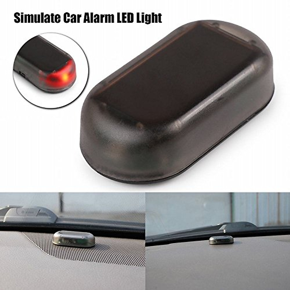 Solar Power Dummy Car Alarm Red LED Light Simulate Imitation Security System Warning Anti-Theft Flash Blinking Lamp