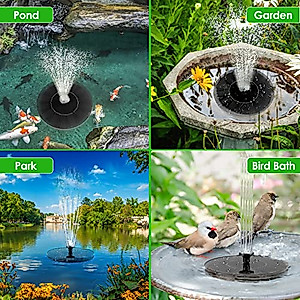 Solar Bird Bath Fountain, 1.4W Solar Powered Fountain Pump with 2 Packs of 10 Easy Install Nozzles, with 4 Fixed Rods Solar Bird Bath Fountain Pump for Pond, Pool, Fish Tank, Aquarium and Garden