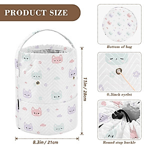 ElliTarr Crochet Bag Yarn Bag with Handle Portable Knitting Project Bag Travel Yarn Storage Organizer Holder Case Cute Cat White