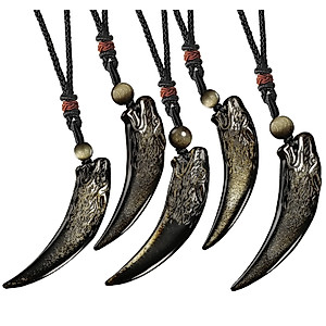 TUMBEELLUWA Natural Golden Obsidian Pendant Necklace for Unisex Handcrafted Good Luck Crystal Stone Necklace, Wolf