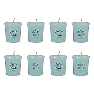 Home Traditions Single Wick Evenly Burning Highly Scented Votive Candle, Set of 8 (1.8 Oz Each) for Wedding, Birthday, Holiday, & Home Décor - Lifes A Beach