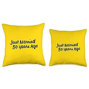 Happy 50th Wedding Golden Anniversary Gifts Store 50th Wedding Anniversary Just Married 50 Years Ago Throw Pillow, 16x16, Multicolor