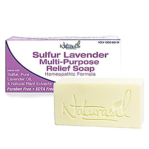 Naturasil 10% Sulfur Lavender Soap Bar Natural Skin Treatment for Acne, Bug Bites, Warts Treatment, Viral Bumps, Nodes & Itching | for Kids & Adults |113 grams