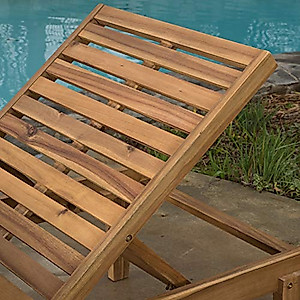 Christopher Knight Home Outdoor Pool/Deck Furniture, Teak Chaise Lounge Chairs with Cushions (Set of 2)