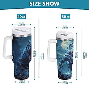 Slewiaeky Tumbler with Handle 40 oz Beast Dinosaur Horror T Rex Travel Mug with Lid and Straw Stainless Steel Vacuum Insulated Water Bottle Cup for Iced Tea Coffee Cold Beverages Cup Holder Friendly
