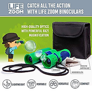 Kids Binoculars and Compass - 8x21 Compact Binoculars for Kids - High Resolution Real Optics - Bird Watching- Small Binoculars for Kids 5-12, Boys, Girls - Outdoor Play - Hunting - Camping