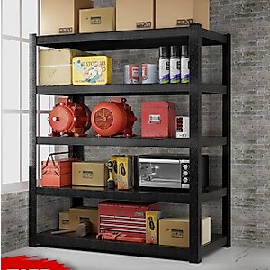 Sanoolir 72" Hx47.3 Wx23.6 D 5 Tier Garage Shelving Heavy Duty Garage Storage Shelves 3000 lbs Heavy Duty Shelving Adjustable Matte Black Metal Shelving Industrial Rack (72" Hx47.3 Wx23.6 D)