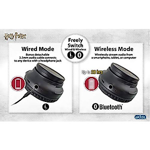 eKids Harry Potter Kids Bluetooth Headphones, Wireless Headphones with Microphone Includes Aux Cord, Volume Reduced Kids Foldable Headphones for School, Home, or Travel