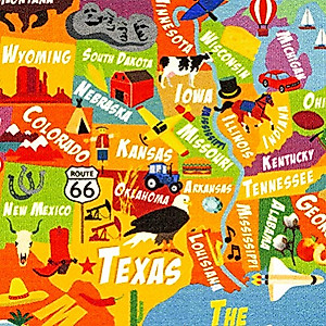 KC Cubs Playtime Collection USA United States Map Educational Learning & Game Area Rug Carpet for Kids and Children Bedrooms and Playroom (3'3" x 4'7")