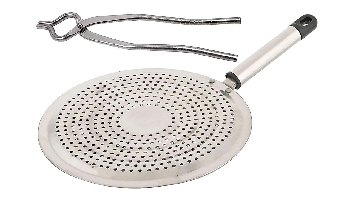 Stainless Steel Roasting Net & Tong Set - Perfect for Roti